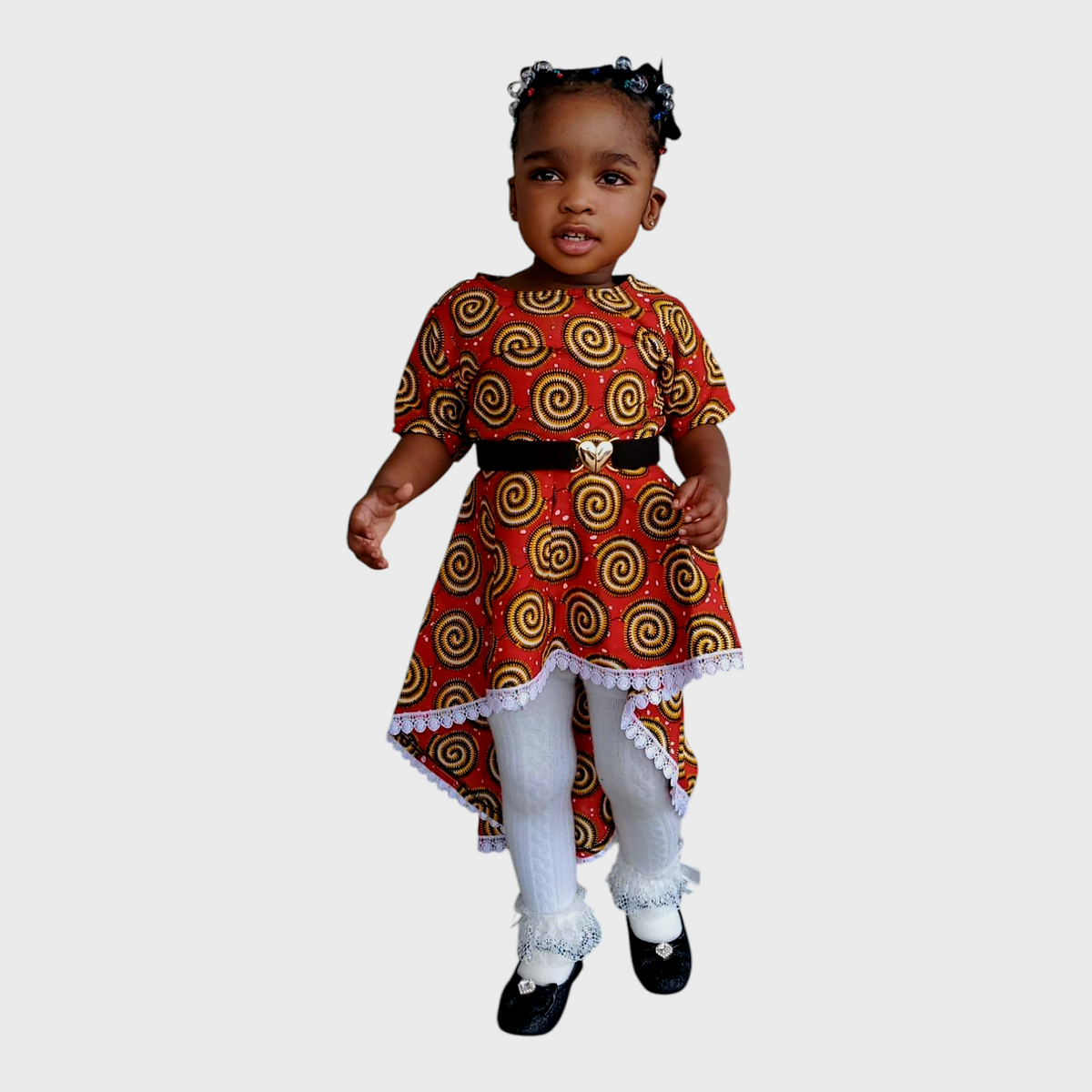 POPOTI High Low Girls Ankara Dress with Lace Trimming – Regal Exquisite ...